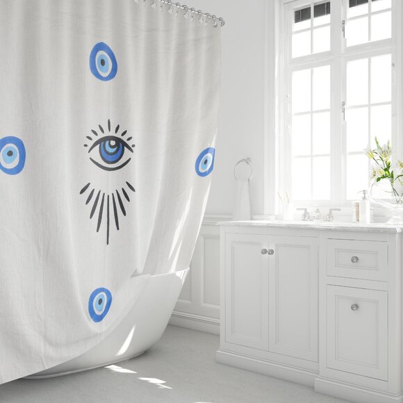 ICONIUM | Bath | Iconium Evil Eye Printed Turkish Cotton Muslin Fabric ...